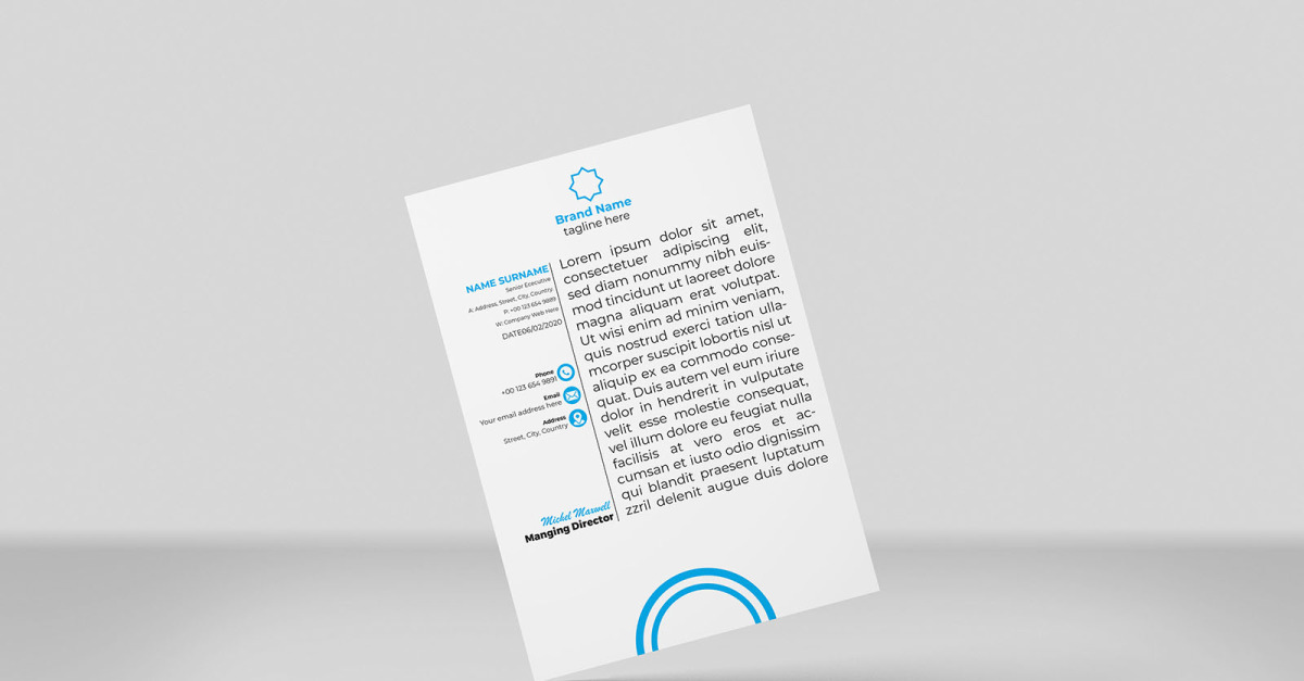 Creative Letterhead Sky Color Corporate Letterhead Identity Template Design