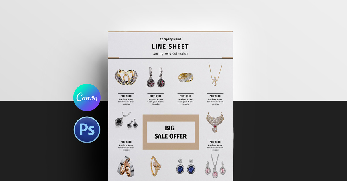 Product Line Sheet Template. Psd & Canva