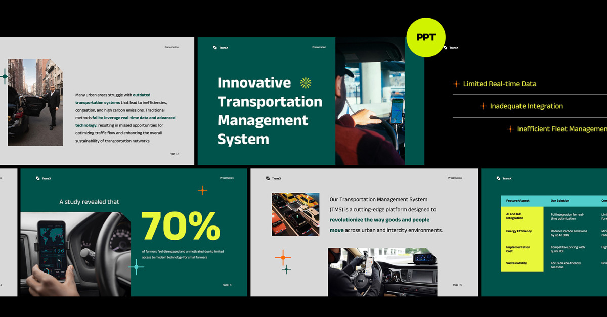 Yeşil Ulaşım Pitch Deck PowerPoint #450040 - TemplateMonster