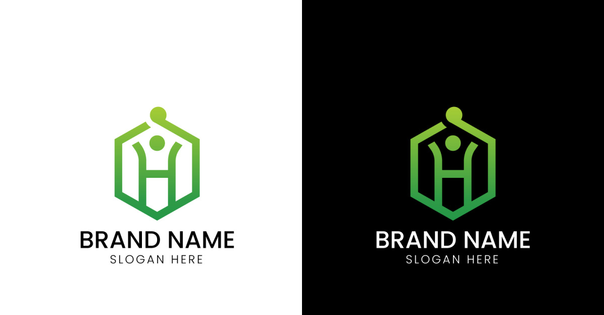 Letter H human fit logo-09-383 #450253 - TemplateMonster