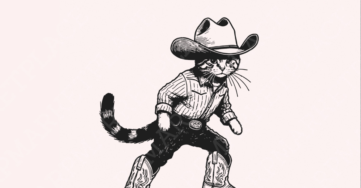 Vintage Cowboy Cat Png, Retro Western Cowboy Png, Cute Cowboy Cat ...