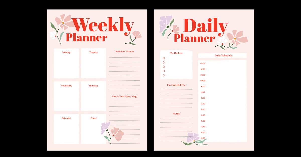 Floral Daily Weekly Planner #450637 - TemplateMonster