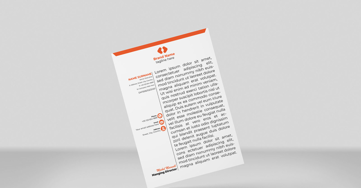 Creative Letterhead Orange color Corporate Letterhead Identity Template ...