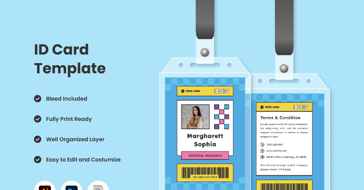 2 Set ID Card Template Design V3 #451095 - TemplateMonster