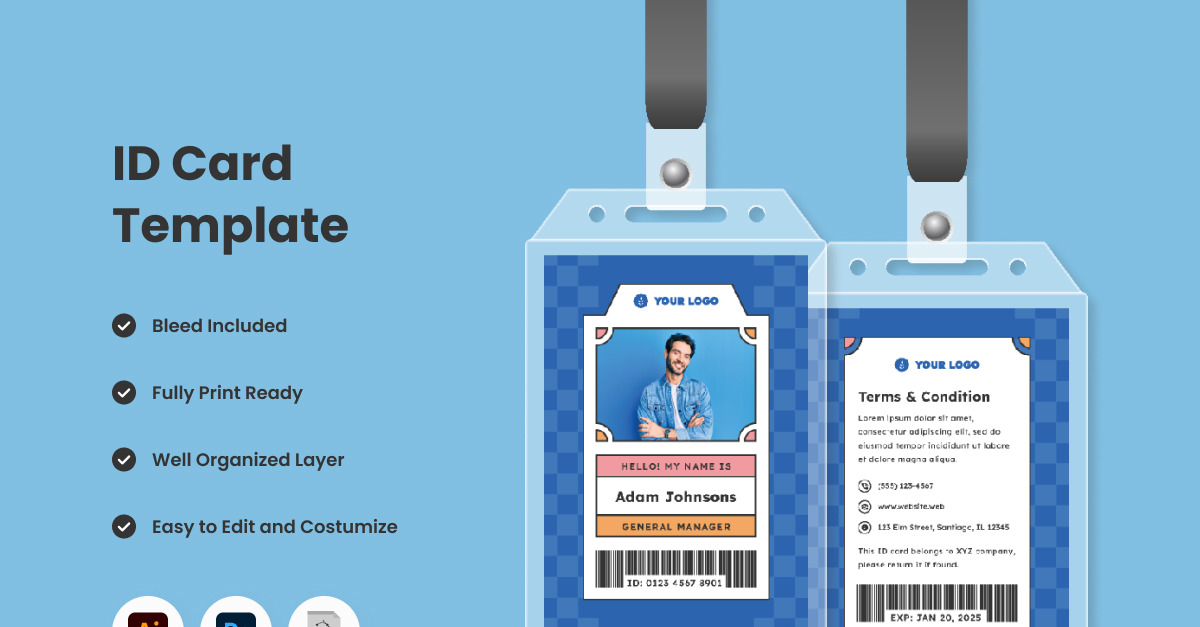 2 Set ID Card Template Design V4 #451096 - TemplateMonster