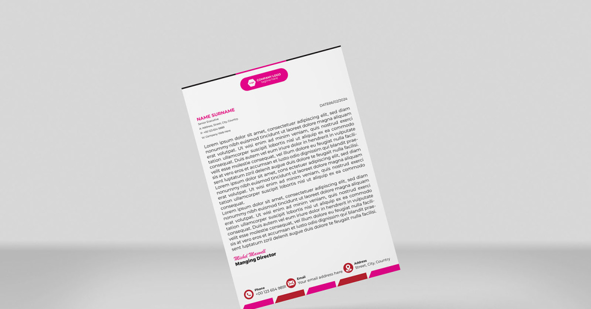 Minimal Style Letterhead Identity Template Design 3 color