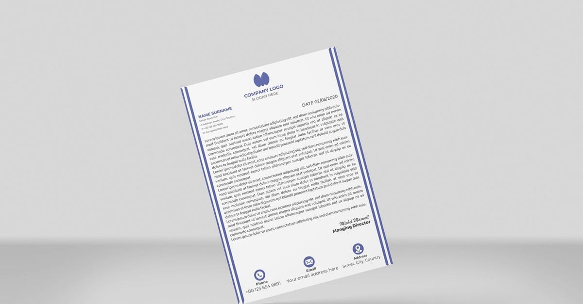 Colors navy Creative Letterhead Corporate Letterhead Identity Template ...