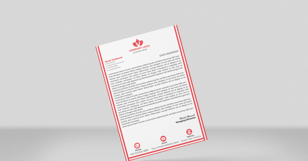 Colors red Creative Letterhead Corporate Letterhead Identity Template ...
