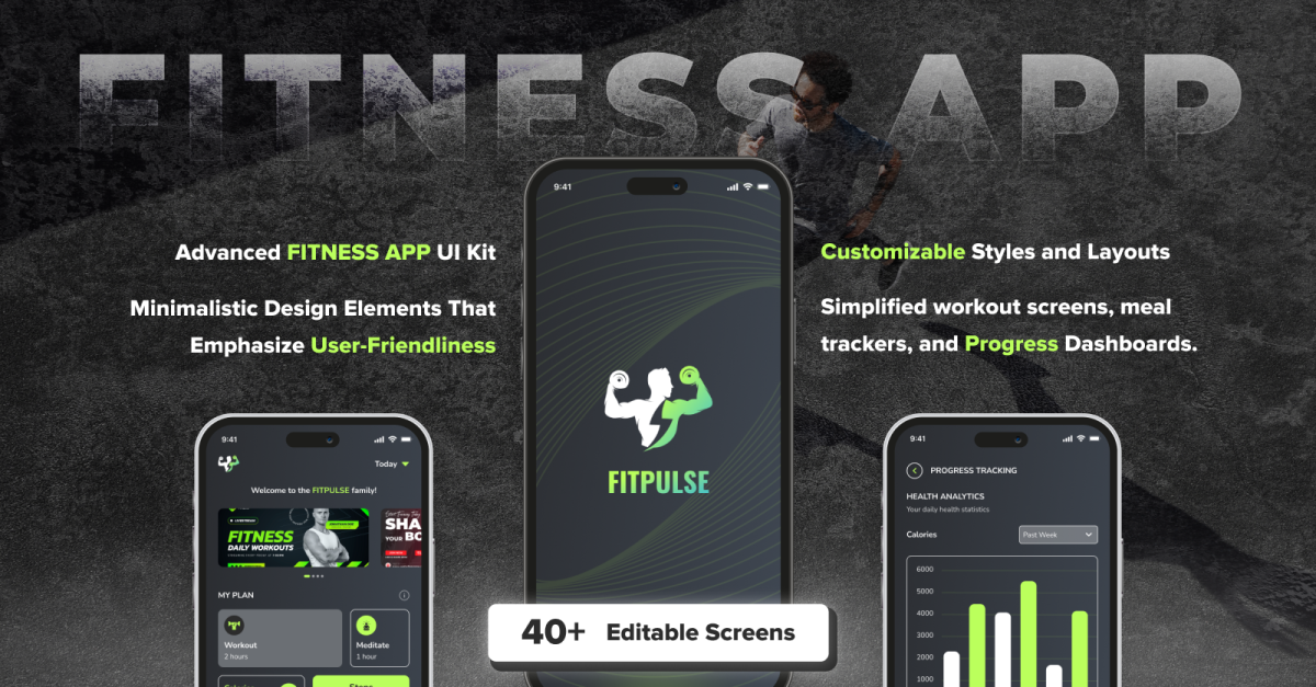 FITPULSE: Fitness App Figma UI Kit #451564 - TemplateMonster