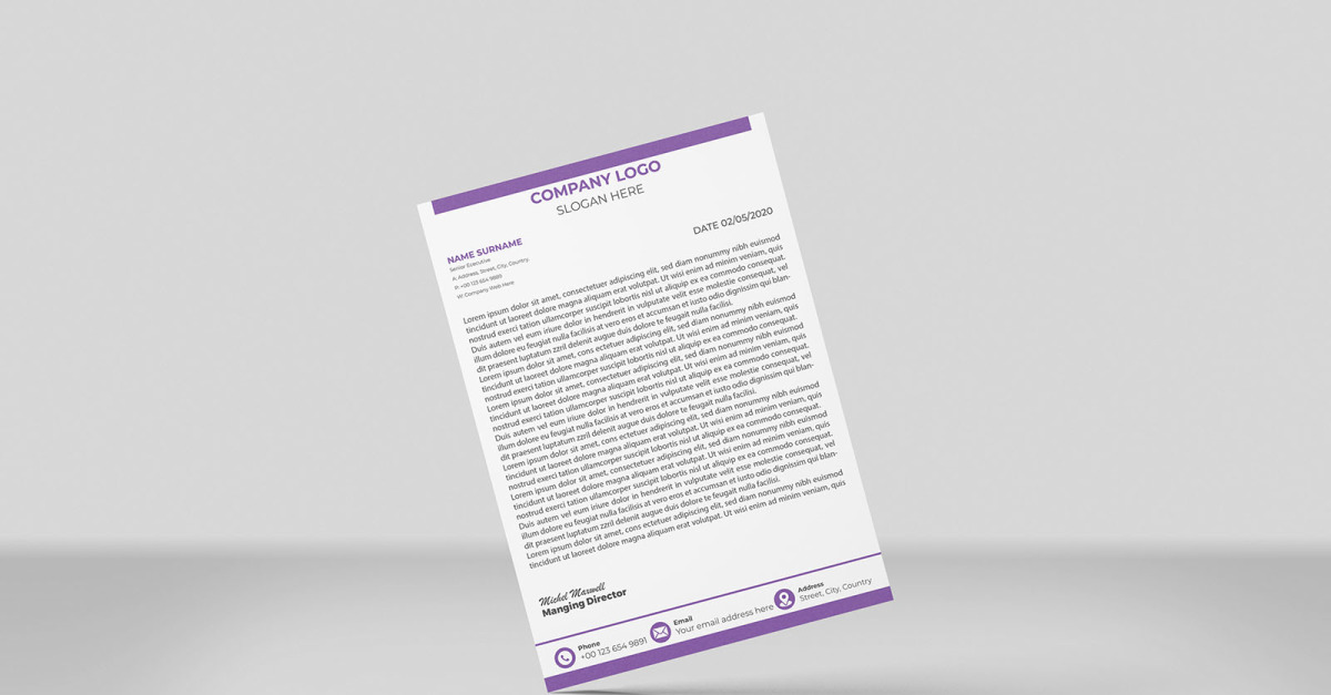 Creative Letterhead Violet Colors Corporate Letterhead Identity ...