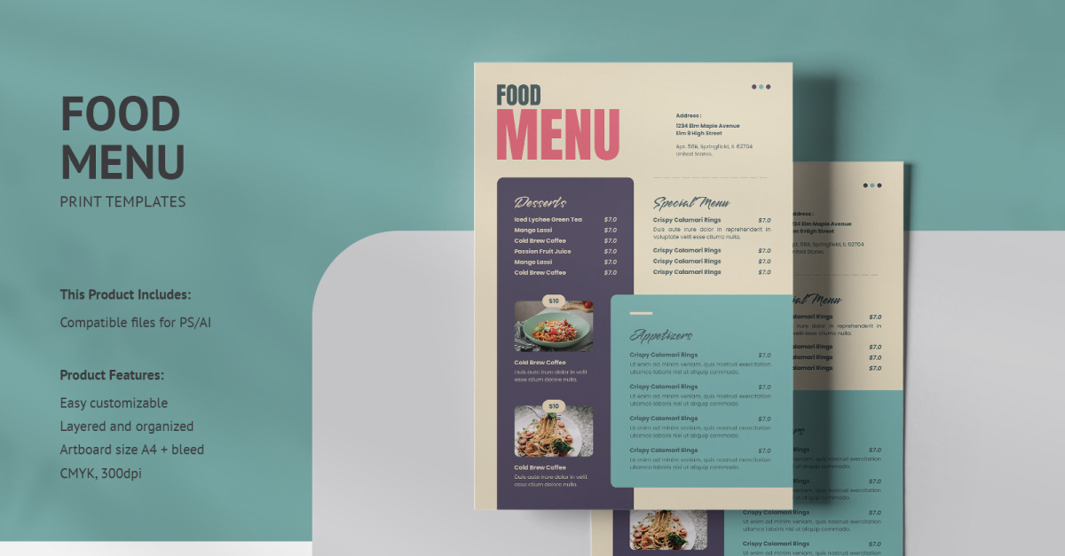 Food Menu Design Templates Vol 10 #451643 - TemplateMonster