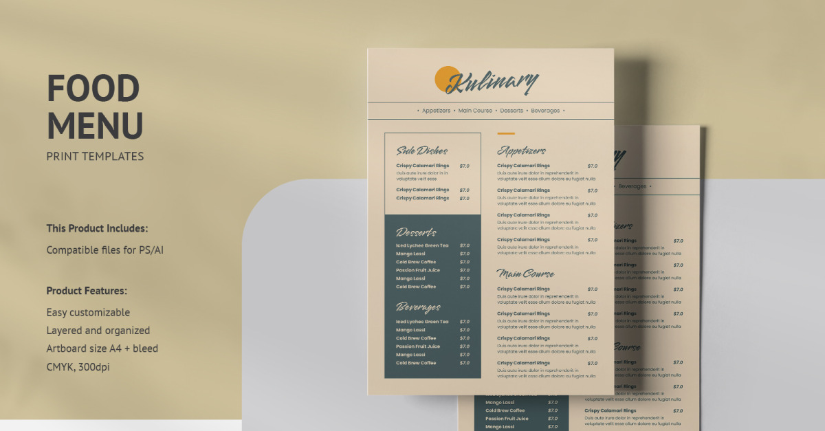 Modelos de Design de Menu de Comida Vol 08 - TemplateMonster