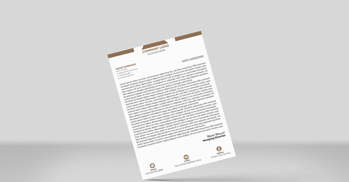 Creative Letterhead Template Design Minimal Style (black brown color)