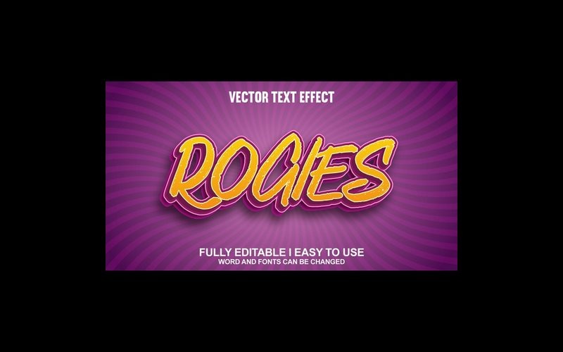 Rogies Fully Editable Vector 3D Text Effect - TemplateMonster