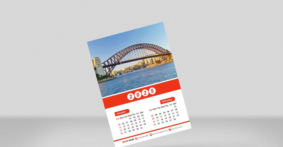Modern Wall Calendar Design 2025 #452618 - TemplateMonster