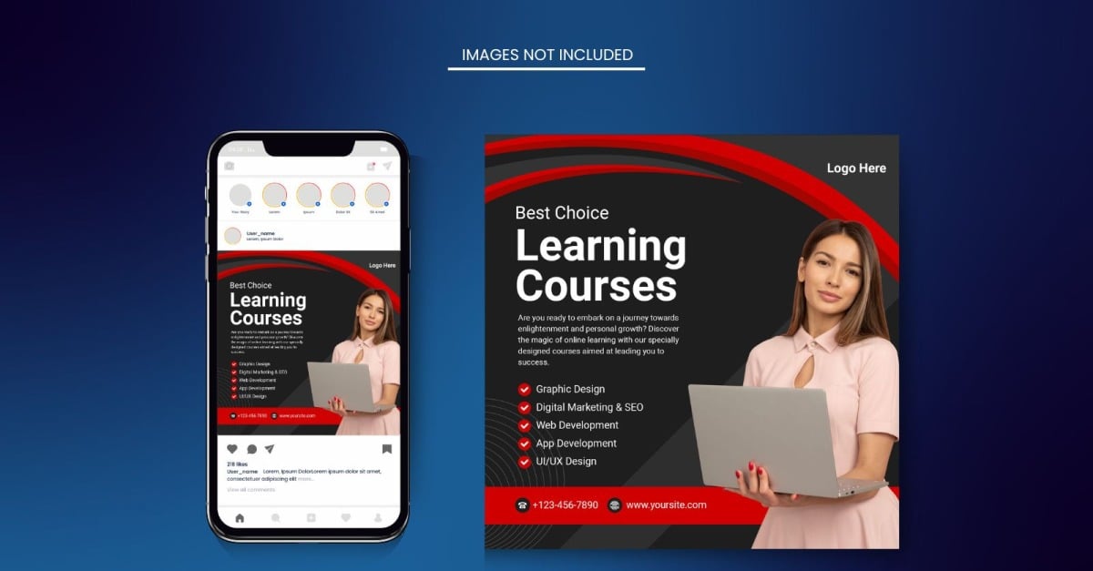 Red Editable PSD Template for Online Course Promotion