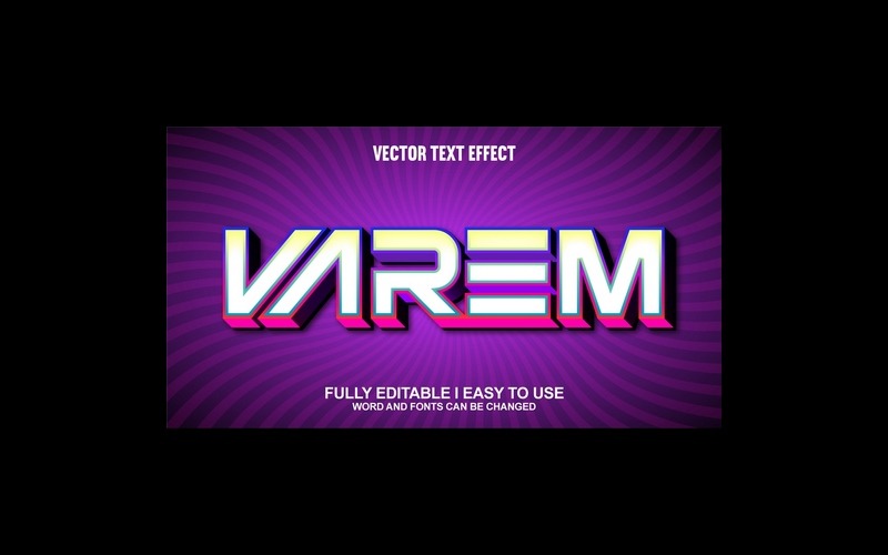 Varem Fully Editable Vector 3D Text Effect - TemplateMonster