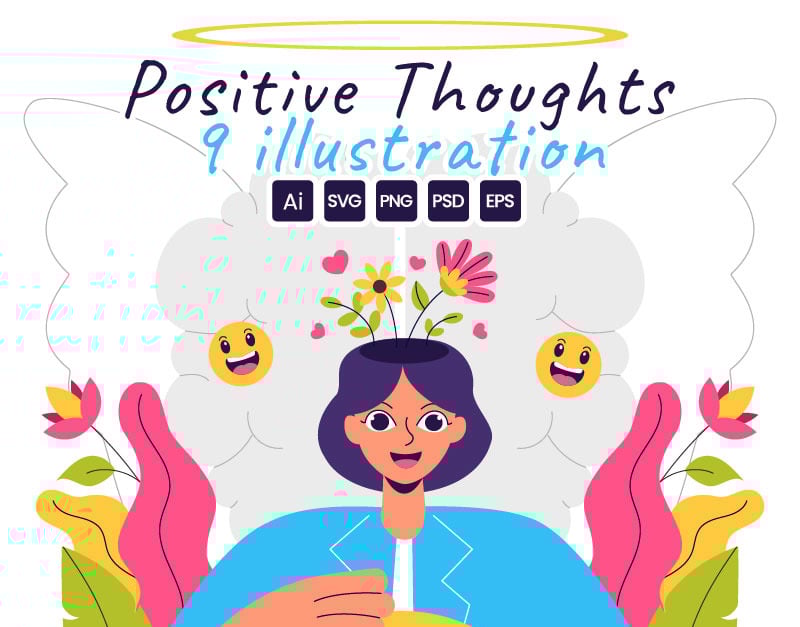 9 Positive Thoughts Illustration #453247 - TemplateMonster