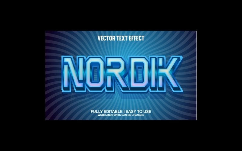 Nordik Fully Editable Vector 3D Text Effect - TemplateMonster