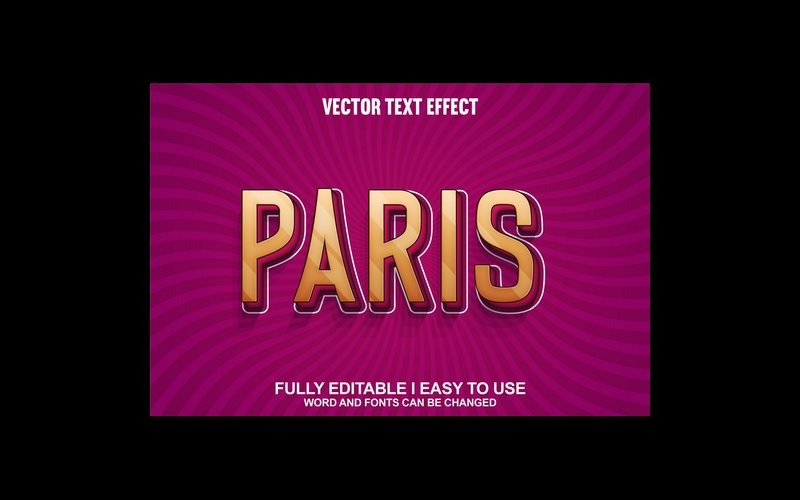 Paris Fully Editable Vector 3D Text Effect - TemplateMonster
