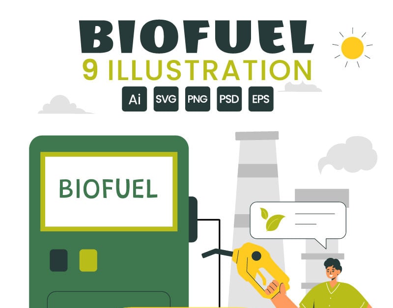 9 Biofuel Life Cycle Illustration #458181 - TemplateMonster