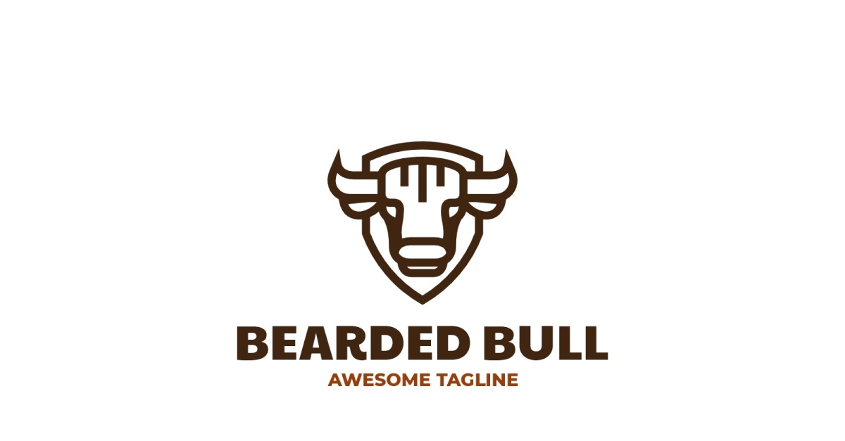 Bearded Bull Line Art Logo #458232 - TemplateMonster