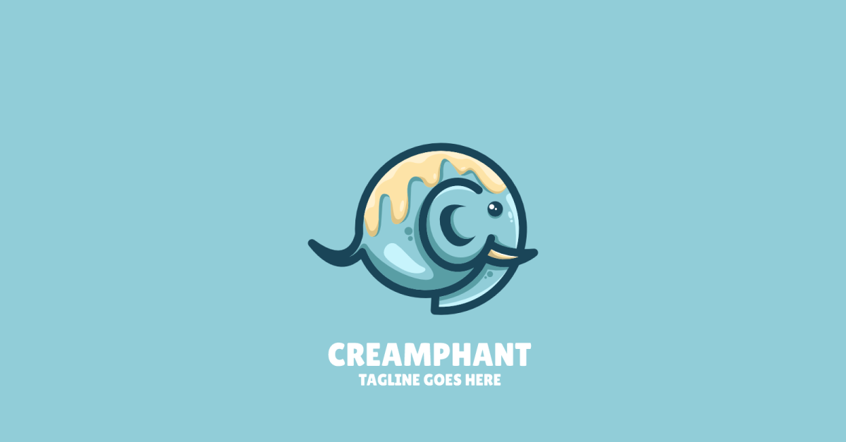 Logotipo de mascote simples Creamphant - TemplateMonster