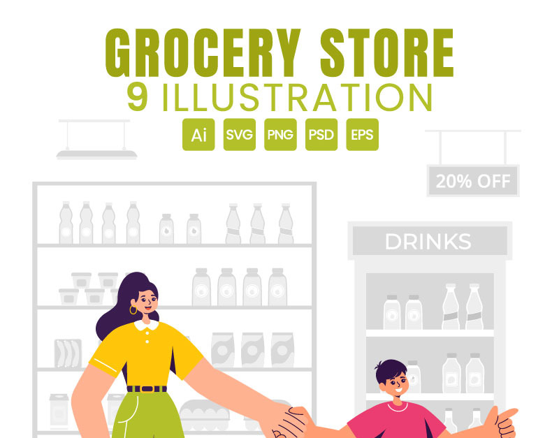 9 Grocery Store Shelf Illustration #458461 - TemplateMonster