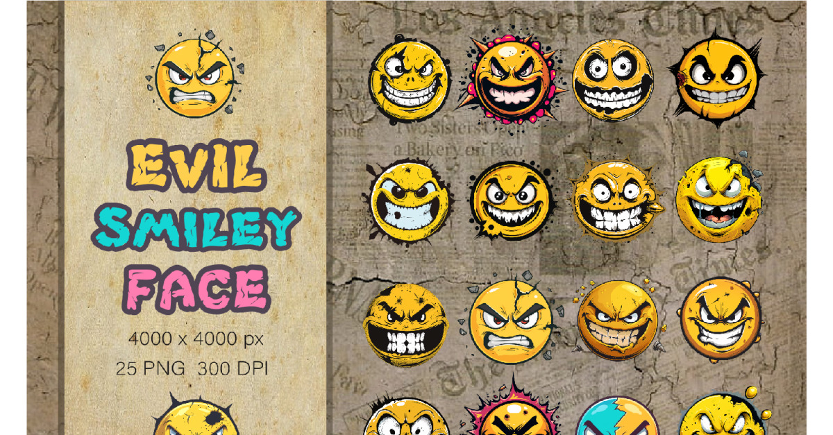 Evil Smileys Face. TShirt Sticker. #459023 - TemplateMonster