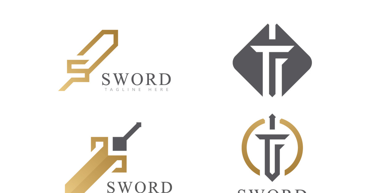 Modelo de vetor de ícone de logotipo de espada 13