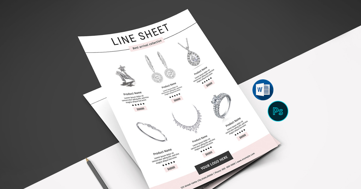 Modèle de dépliant de présentation de produit minimal. Word et Psd