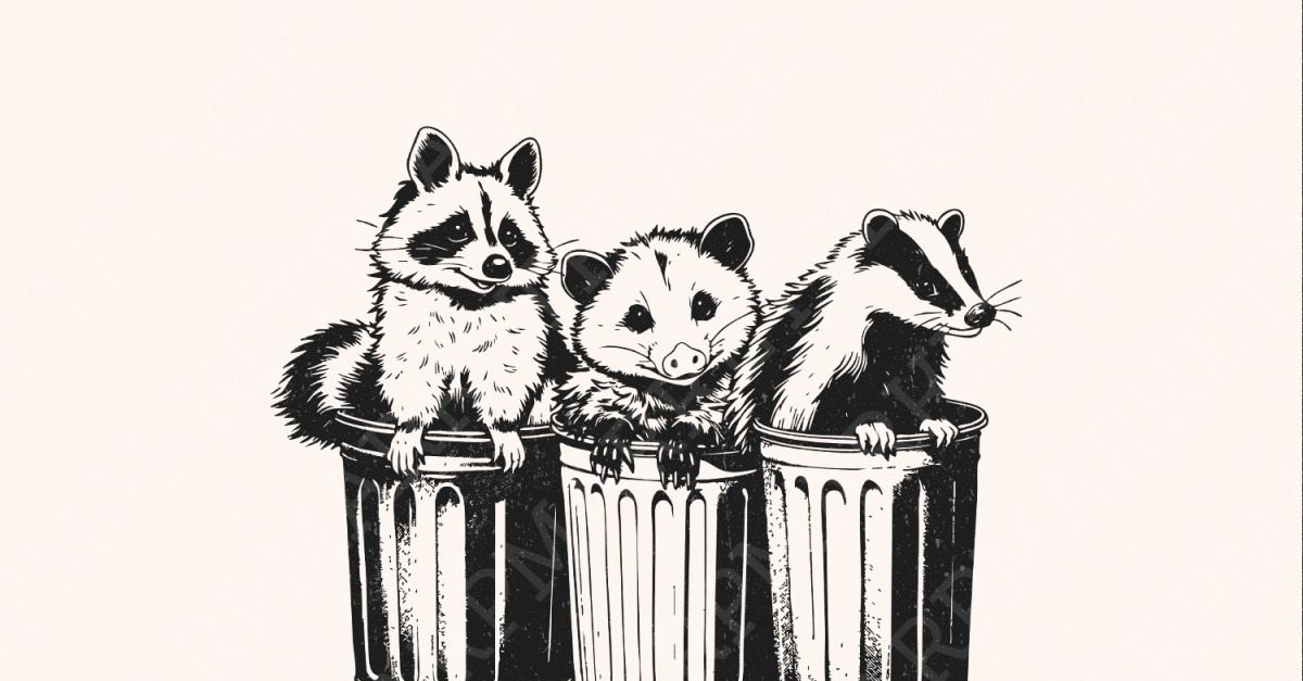 Raccoon in Trash Can PNG, Funny Trash Panda Clipart, Cute Baby Raccoon ...