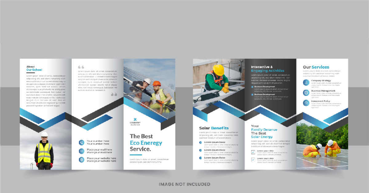 Brochure à trois volets sur l'énergie solaire, modèle de brochure à ...