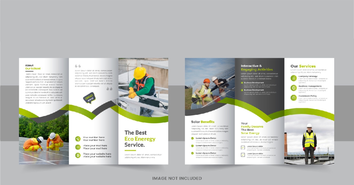 Solar energy trifold brochure, eco energy or solar panel trifold ...