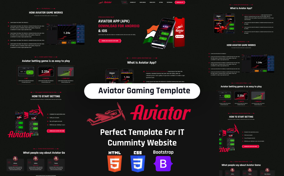 Modèle HTML du jeu Aviator Win #462999 - TemplateMonster