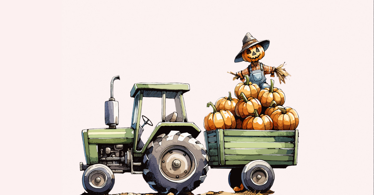 Fall Tractor PNG, Sublimation Designs, Fall png, Watercolor Tractor ...