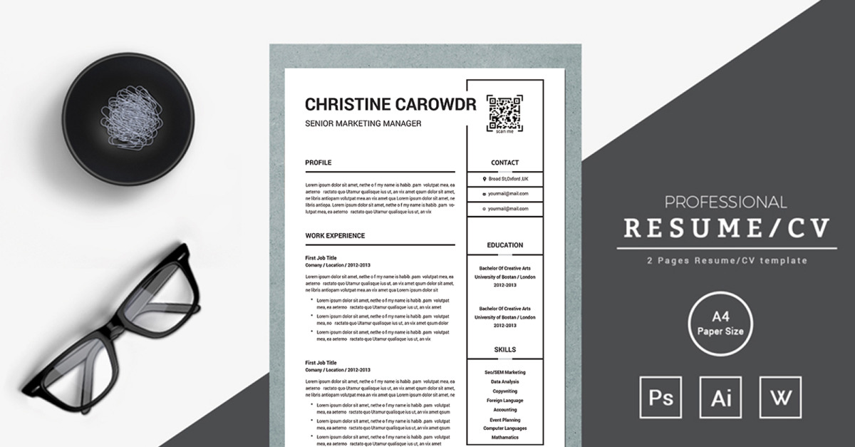 Christine Clean resume template #463147 - TemplateMonster