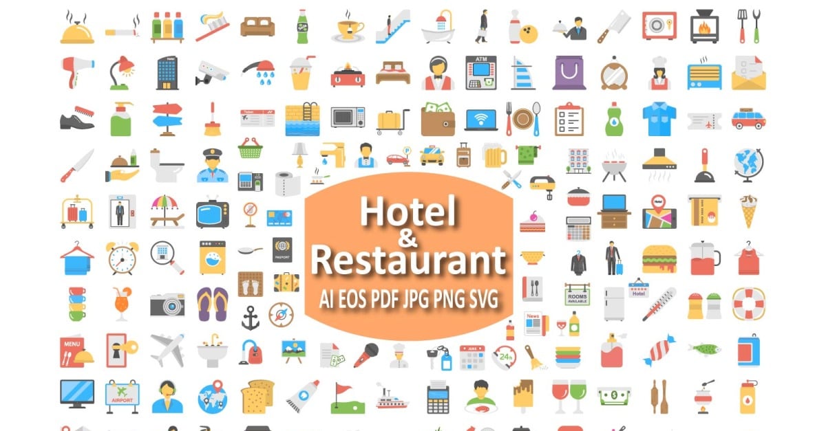 Hotel and Restaurant Icon Set for Hospitality Projects