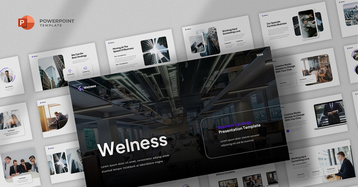 Bem-estar - Modelo de PowerPoint de estratégia empresarial