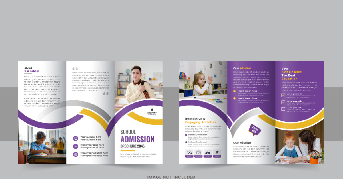 Folleto tríptico de admisión de regreso a la escuela para niños ...