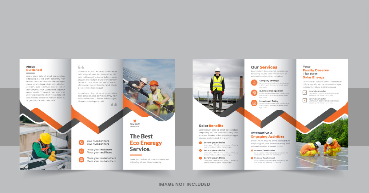 Creative solar energy trifold brochure, eco energy or solar panel ...