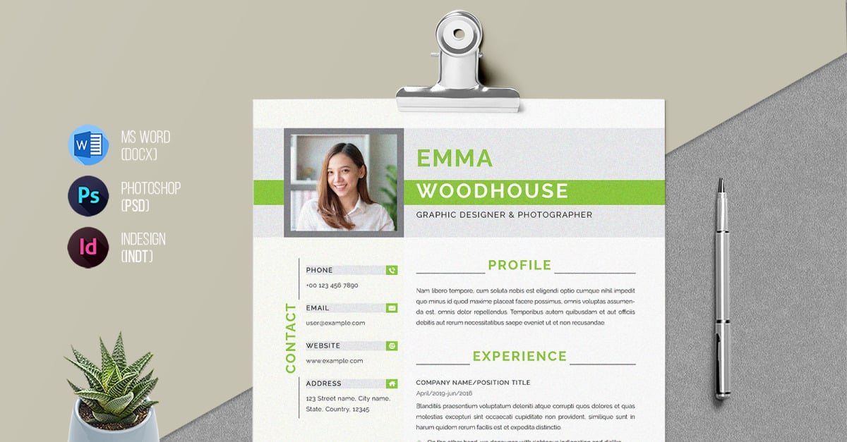 Emma CV - Resume Template #464559 - TemplateMonster