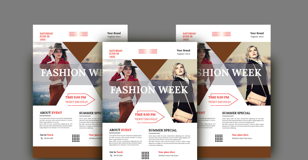 Maroon Color Fashion Week Flyer #464595 - TemplateMonster