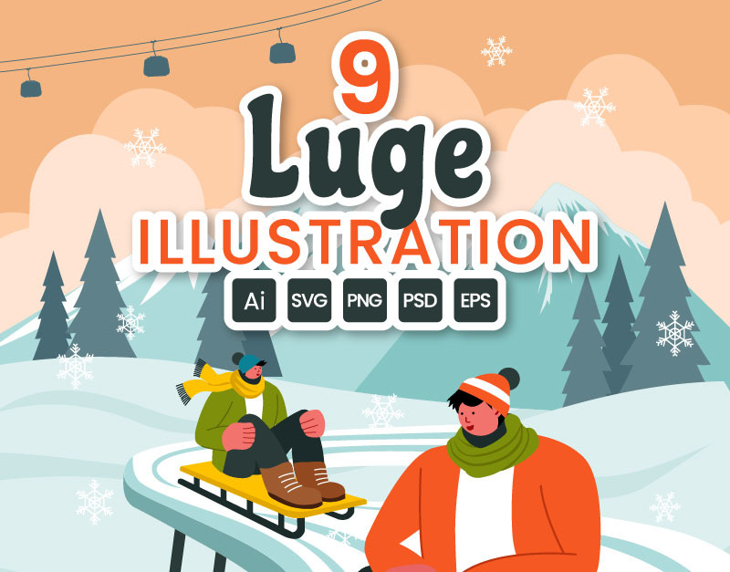 9 Winter Luge Sledding Illustration #464705 - TemplateMonster