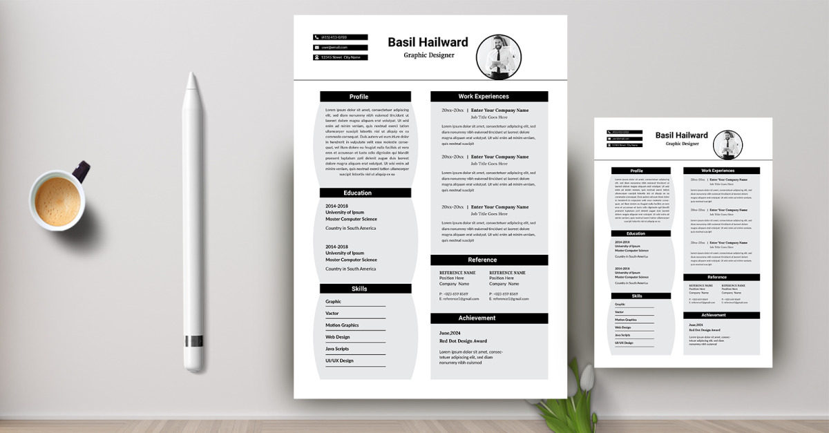 Black Color Resume Layout #464955 - TemplateMonster
