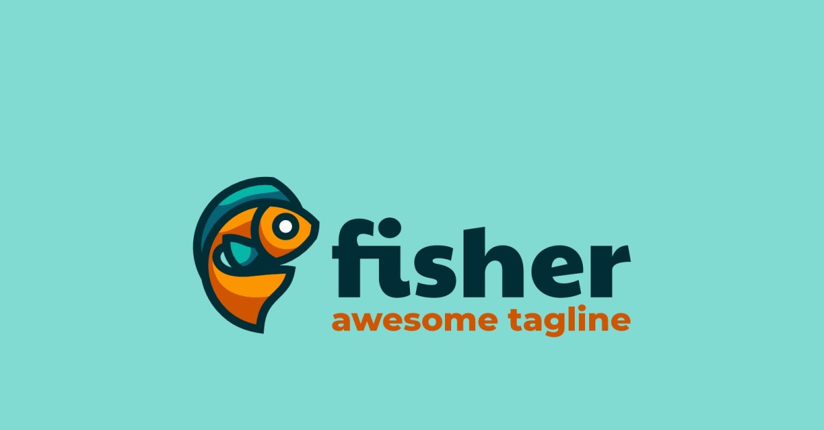 Logotipo simples do mascote Fisher 1 - TemplateMonster