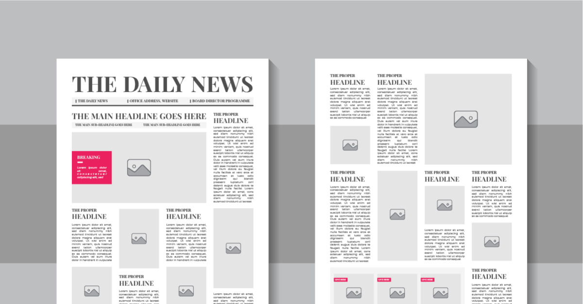 The daily news layout design, newspaper template or vintage newspaper ...