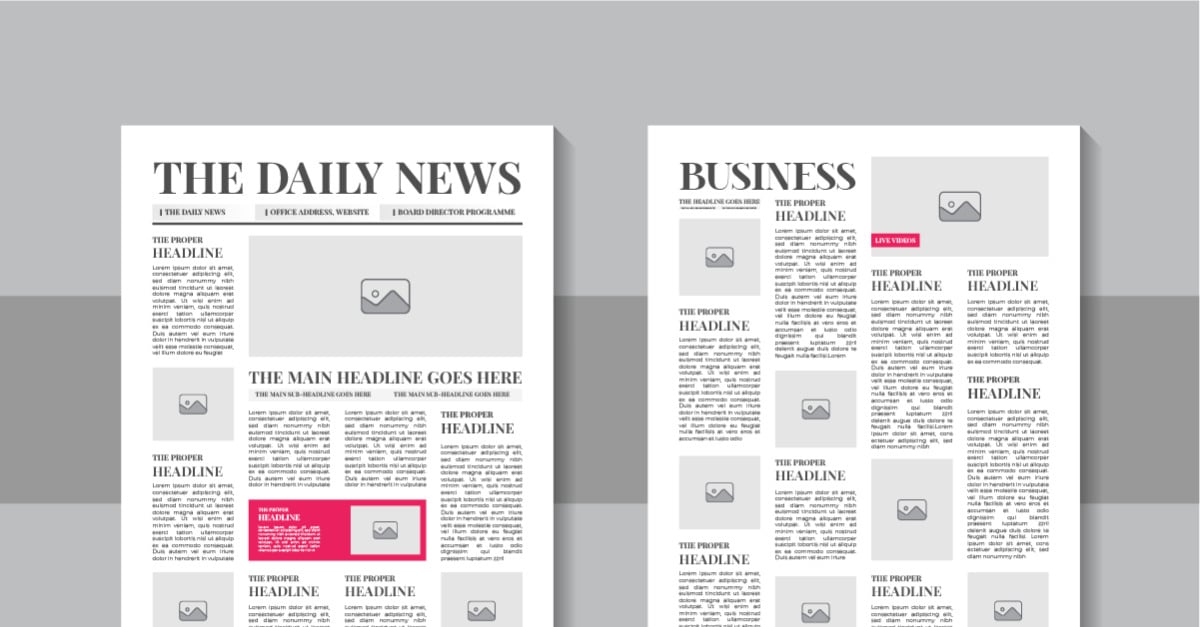 The daily news layout design, newspaper template or vintage newspaper ...