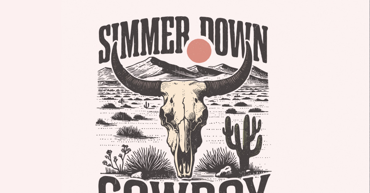 Simmer Down Cowboy PNG, Retro Western png, Vintage Sublimation Design ...