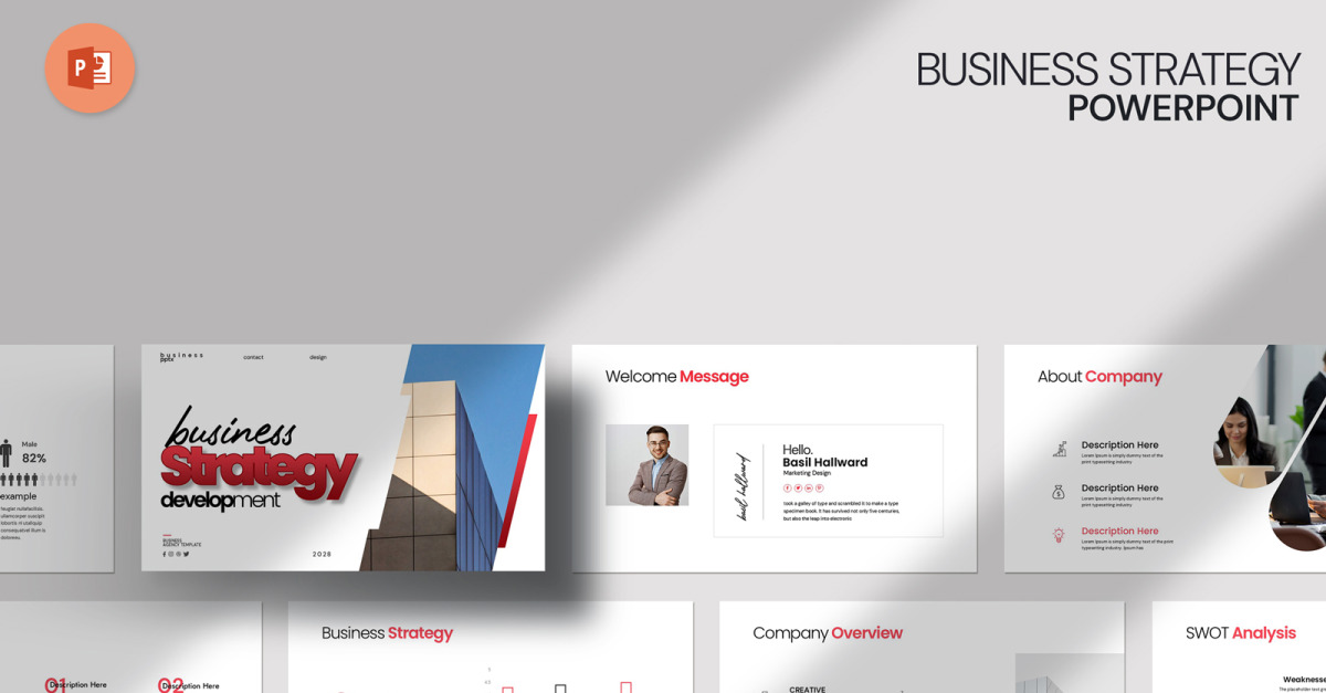 Plantilla de PowerPoint de estrategia empresarial